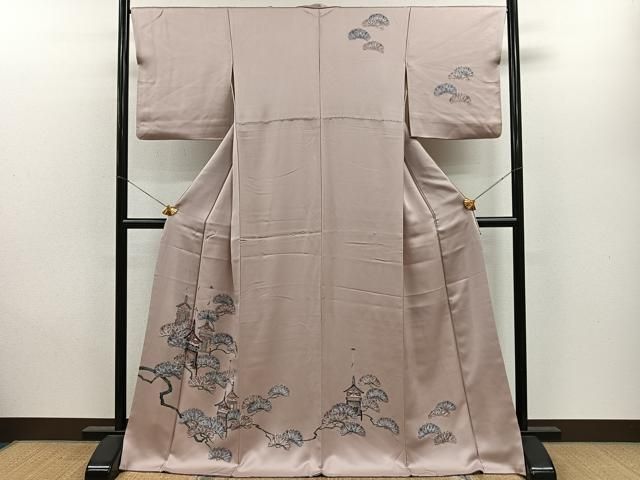 平和屋着物○訪問着 紬地 流水舞桜 金彩 正絹 逸品 AAAZ7358zg