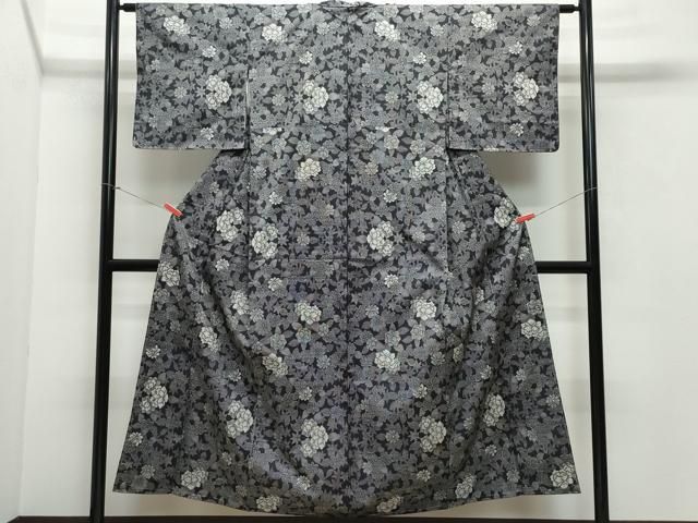 平和屋着物●本場大島紬　カタス7マルキ　草花間道　正絹　逸品　未使用　AABE1962fy 平和屋着物○本場大島紬 カタス7マルキ 草花文 正絹 逸品 未使用