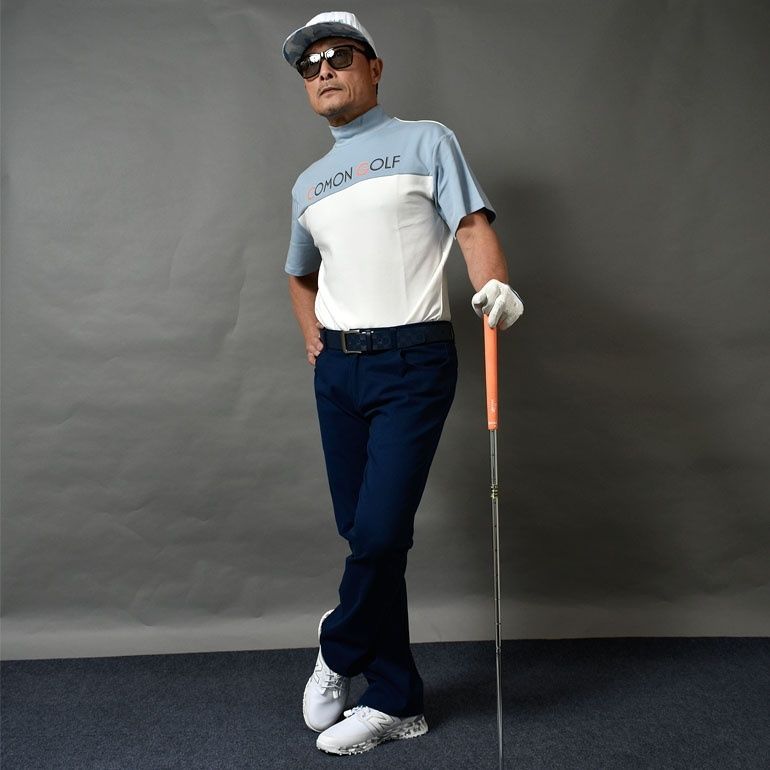 新品【COMONGOLF/コモンゴルフ】スリット入りストレッチローライズゴルフパンツ/ブルー(CG-GI013)ゴルフウェア メンズ パンツ 春 秋 ロングパンツ ズボン ライン ゴルフウエア ...