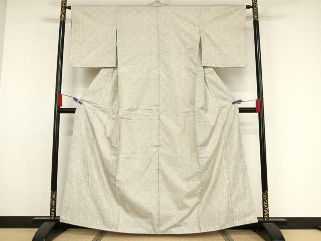 平和屋着物○本場大島紬 白大島 9マルキ 総絣 枝葉文 正絹 逸品