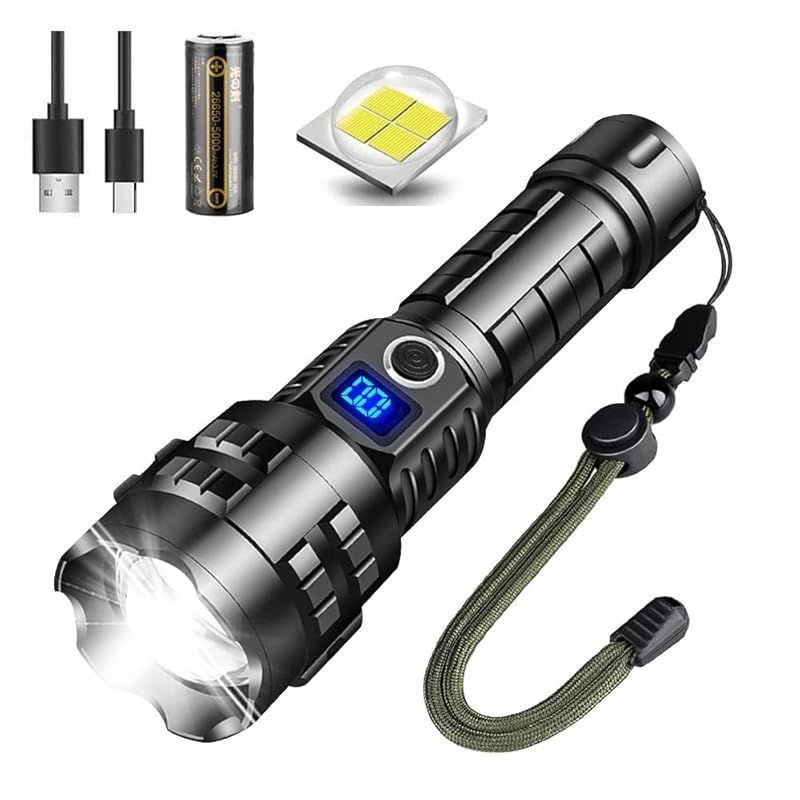 20000ルーメン 懐中電灯 XHP70.2 強力 LCD残量表示 TYPE-C入力 USB出力 ledライト フラッシュライト かいちゅうでんとう led 明るい ズーム可能 5モード調光 ...
