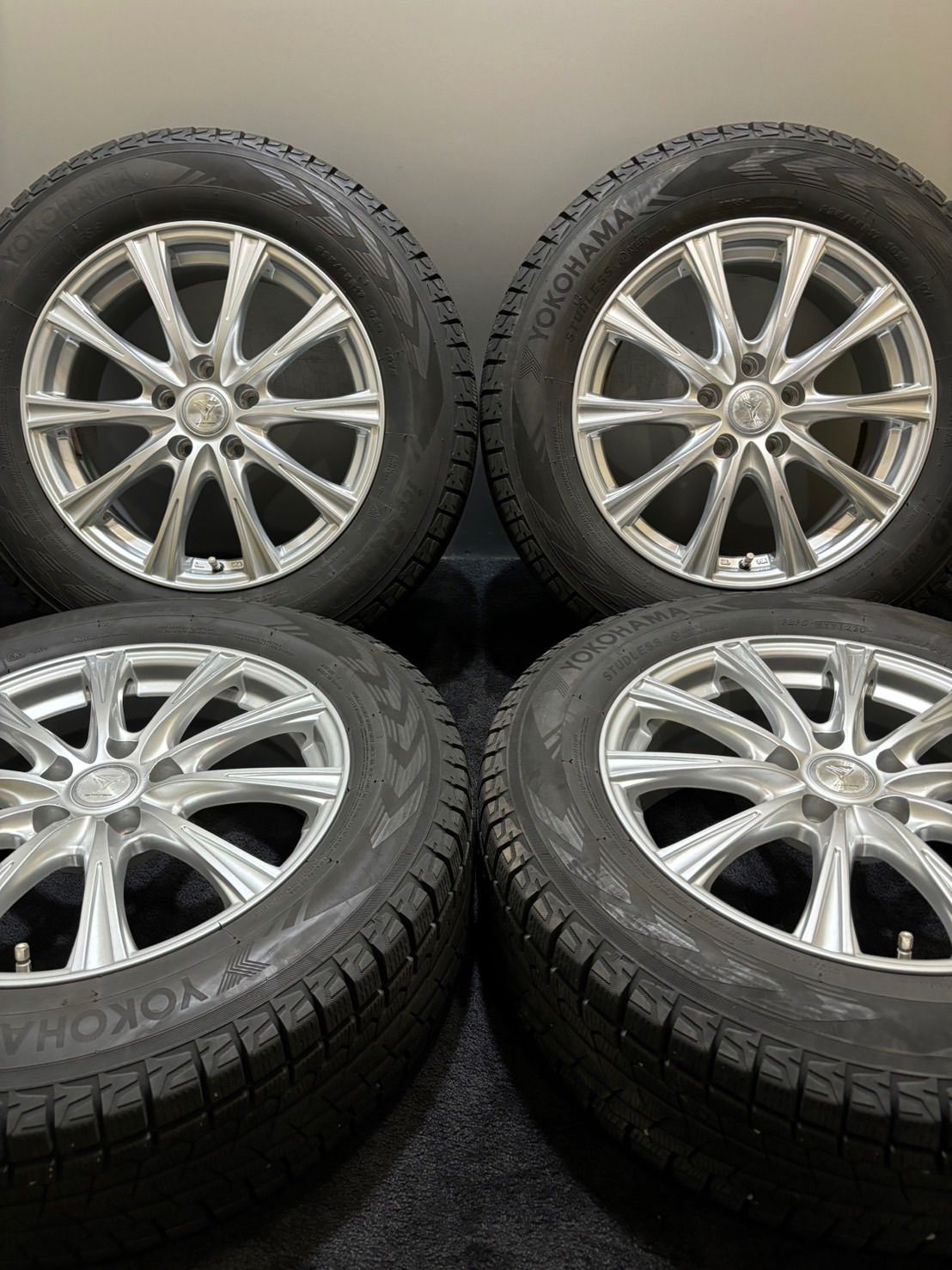 ★225/65R17 YOKOHAMA/ice GUARD G075 20年製 STAYER 17インチ 7J ＋48 114.3 5H スタッドレス 4本 エクストレイル CX-5 (南7 ...