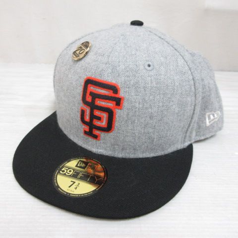 ニューエラ NEW ERA 59FIFTY 5950 MLB 70周年 サンフランシスコ ジャイアンツ ベースボール ウール キャップ 帽子 7 3/4 61.5cm グレー ピンバッジ付き ...