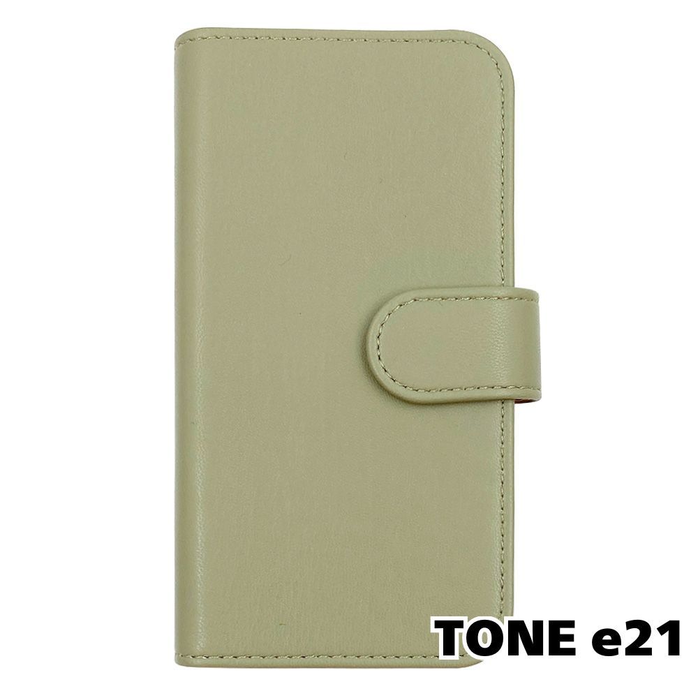 【新品未使用】 TONE e21 トーンe21 手帳型スマホ ケース スムース PUレザー (カバー色ピスタチオ) 無地 緑色 くすみ ニュアンスカラー シンプル カード収納 flip51 ...