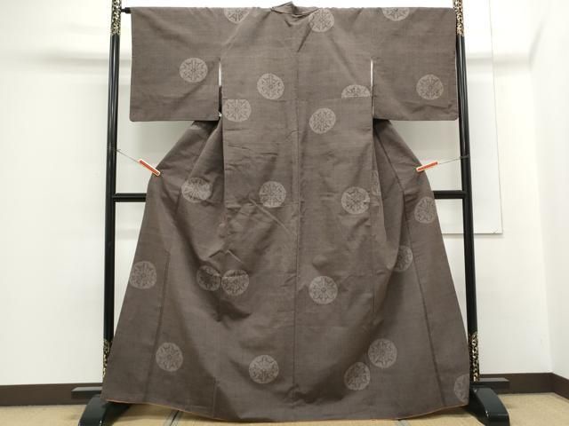 平和屋着物▽上質な紬 単衣 吉祥文 正絹 逸品 CAAQ0252vf