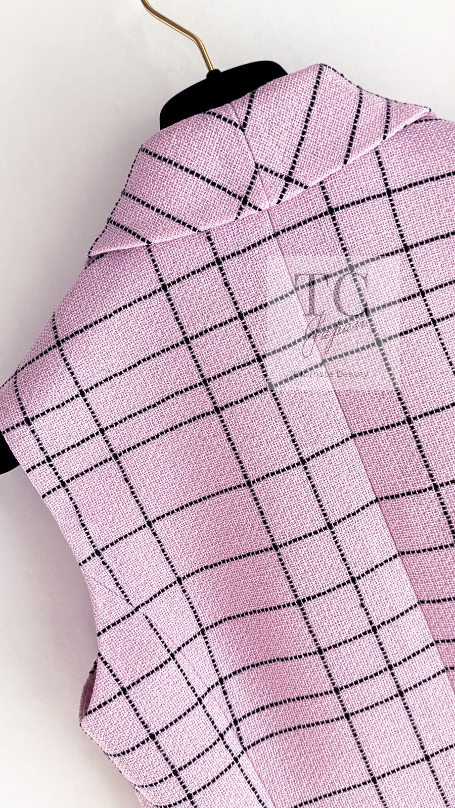 シャネル トップス ジレ ベスト CHANEL ピンク チェック ウール シャネル トップス ジレ ベスト CHANEL ピンク チェック ウール