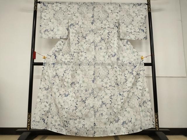 平和屋着物＊夏物 小紋 紗 草花文 正絹 逸品 AABB8697st 平和屋着物＊