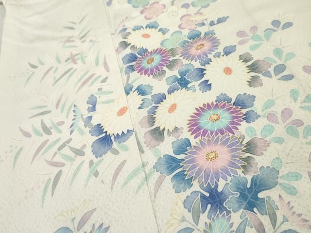 平和屋着物○東京友禅作家 田中種水 訪問着 草花文 暈し染め 金銀彩