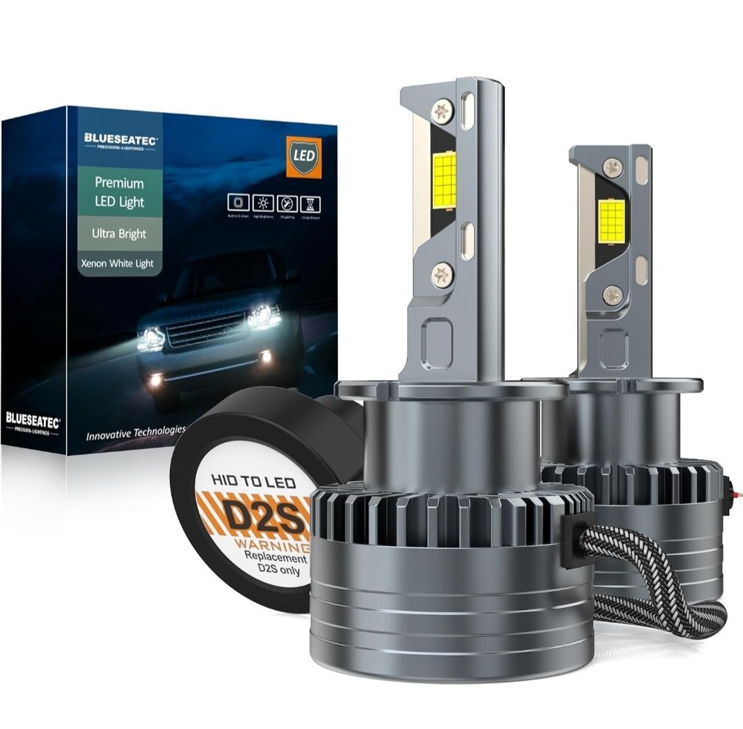 ★BLUESEATEC D2S D2R LED ヘッドライト 爆光 10000LM HIDからLED化 ポン付 6000K ホワイト 55W d2s d2r ledバルブ キャンセラー内蔵 ...