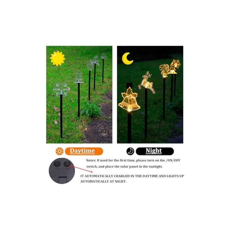 Lanito クリスマスライト ソーラーガーデンライト 8 in 1 カラー クリスマス ストリングライト 雪の結晶ライト 置物ライト サンタクロース ライト クリスマス装飾ライト 屋外 ...