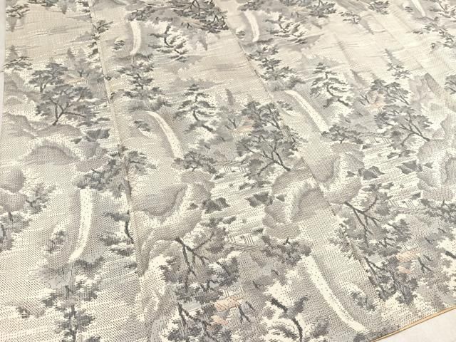 平和屋着物○本場大島紬 白大島 総絣 風景樹林文 正絹 逸品 AAAW1822ph