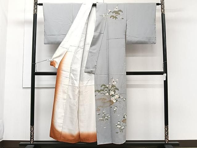 平和屋着物○訪問着 手描き 駒刺繍 松竹梅風景文 暈し染め 正絹