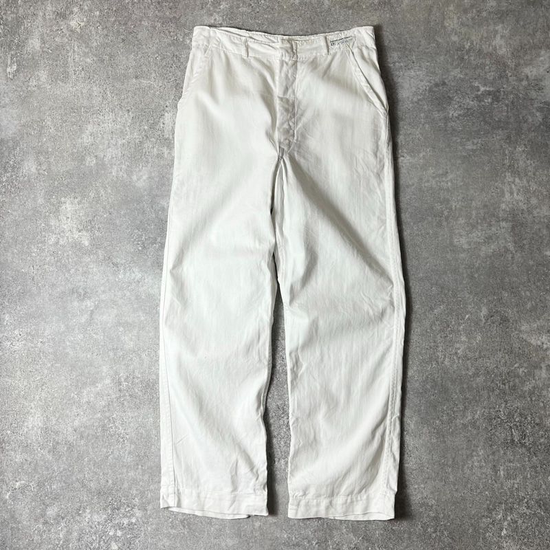 40s 50s MORGAN LINEN SERVICE リネン パンツ 32 26 / 40年代 50年代 ビンテージ スラックス 白 ...