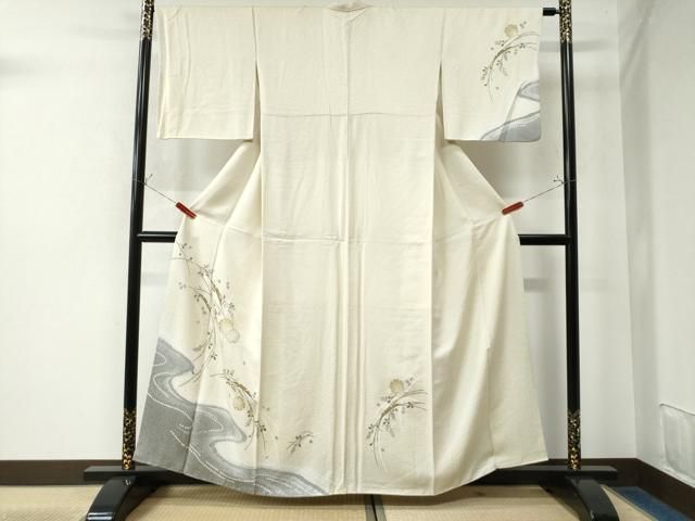 平和屋着物○訪問着 作家物 流水雪輪草花文 金彩 鈴乃屋扱い 正絹 逸品