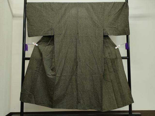 平和屋着物▽男性 久留米絣 縞 証紙付き 単衣 綿 逸品 CAAL8728ze 平和