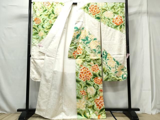 平和屋着物＃道中着　短冊吉祥花文　金彩　ロング丈　正絹　逸品　CAAT5626id 平和屋着物＃道中着 短冊吉祥花文 金彩 ロング丈 正絹 逸品 CAAT5626id