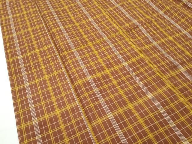 平和屋本店□極上 無形文化財 本場黄八丈 近藤傳 草木染 手織 紬 格子