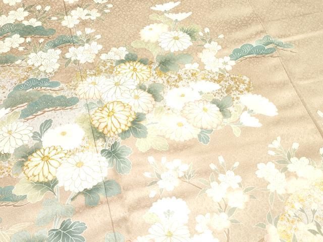 平和屋着物○訪問着 友禅 駒刺繍 流水草花文 金糸 金彩 暈し染め 鬼