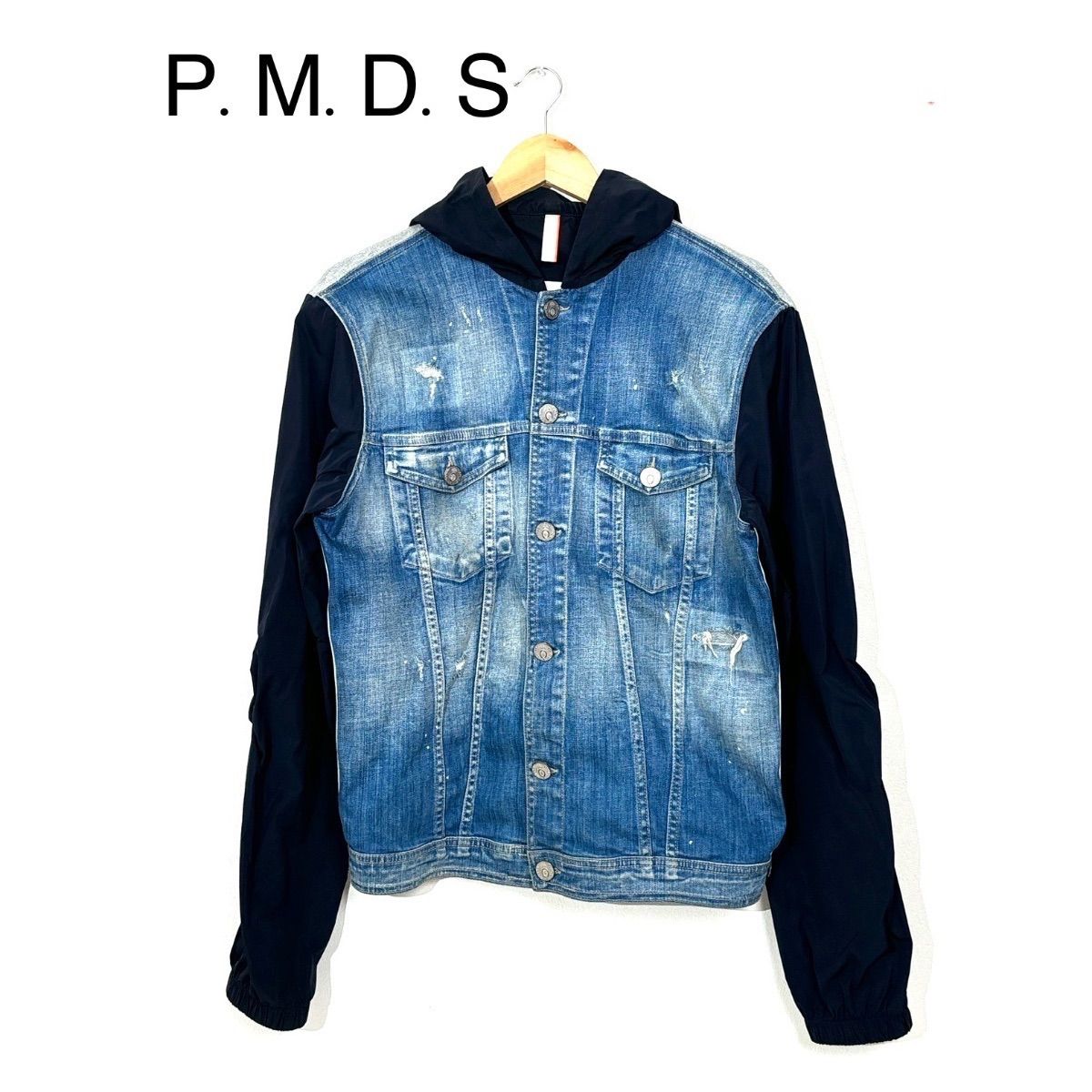 【Safari掲載商品】PREMIUM MOOD DENIM SUPERIOR（PMDS）ダメージ デニム スウェット ジャケット イタリア製 XL メンズ - メルカリ
