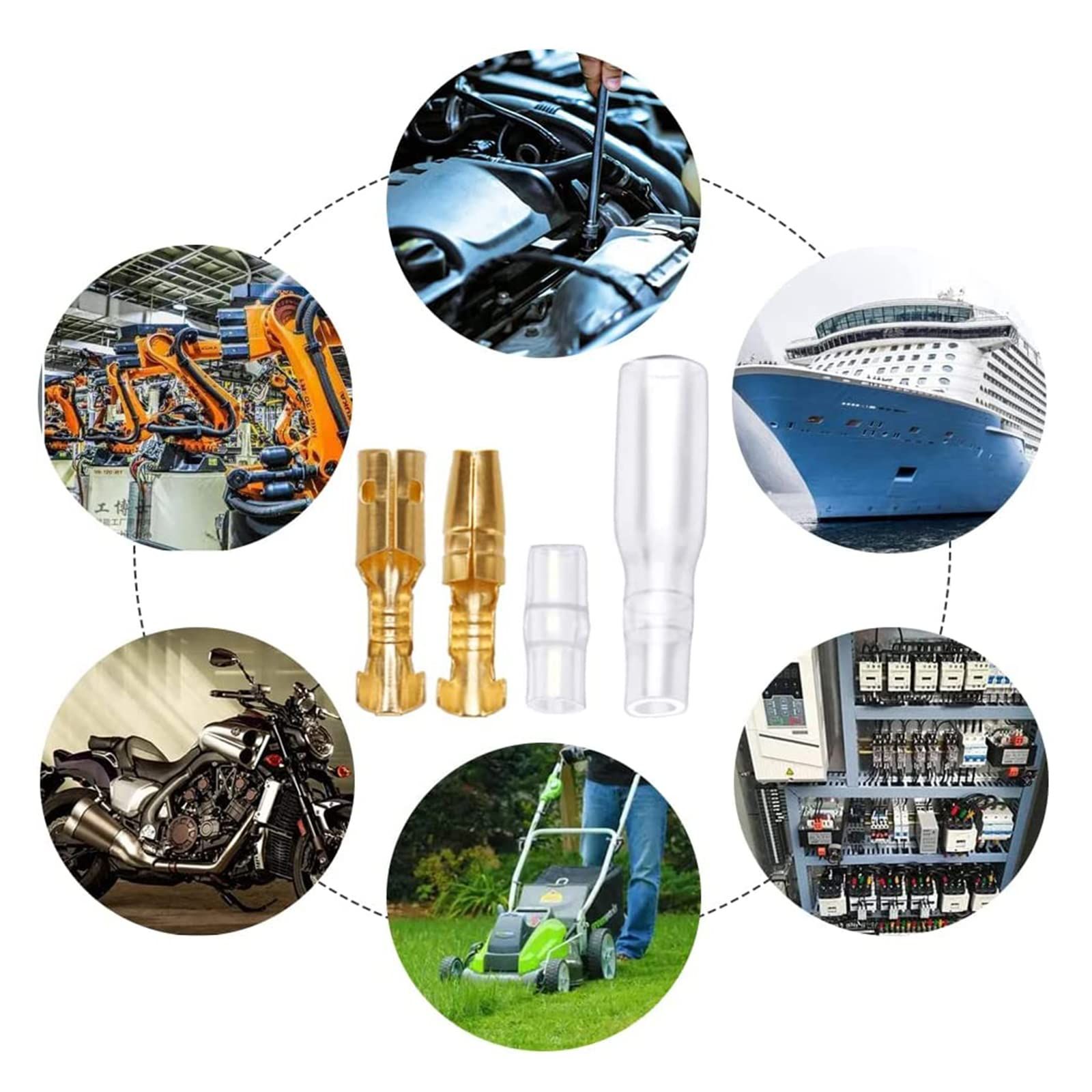 バイク 配線接続 絶縁スリーブ付き CA・CW104 真鍮 Φ8mm 車 Φ6mm 圧着端子 クワ型 丸型 250型 280個 平型端子 ...