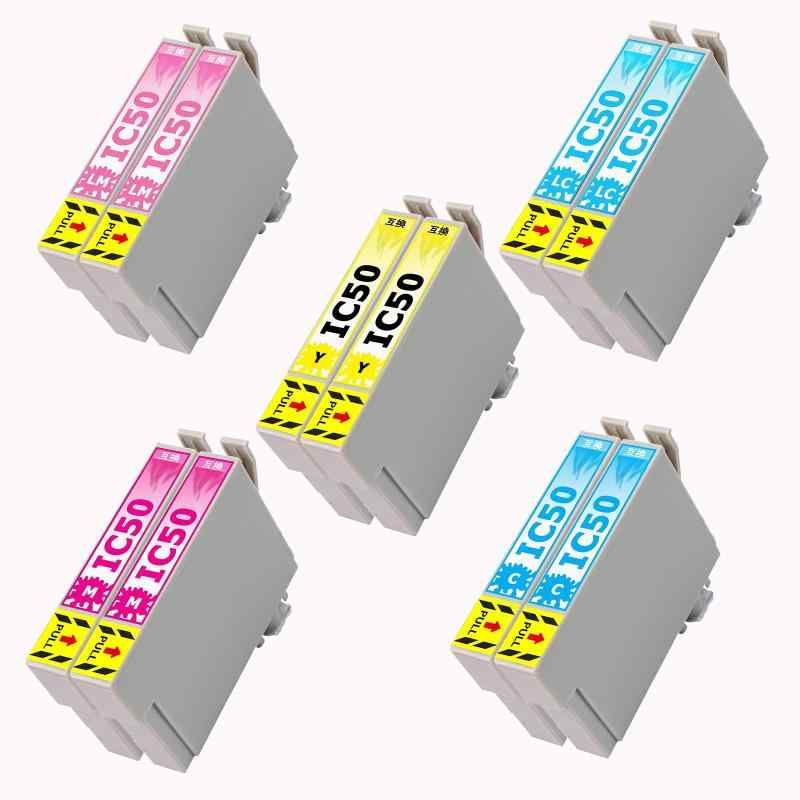 【鈴木すず】互換 インク IC50(2C/2M/2Y/2LC/2LM) 10PK 合計10本 5色セット インクカートリッジ 残量表示機能 ...