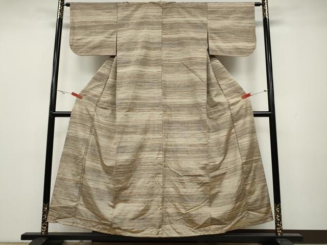 平和屋着物▽上質な紬 単衣 霞文 正絹 逸品 CAAR4919ut