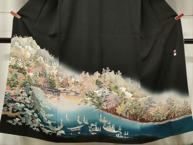平和屋着物●京加賀友禅　松本健一　訪問着　遠山風景文　暈し染め　正絹　逸品　CAAQ9571th 平和屋着物○京加賀友禅 松本健一 訪問着 遠山風景文 暈し