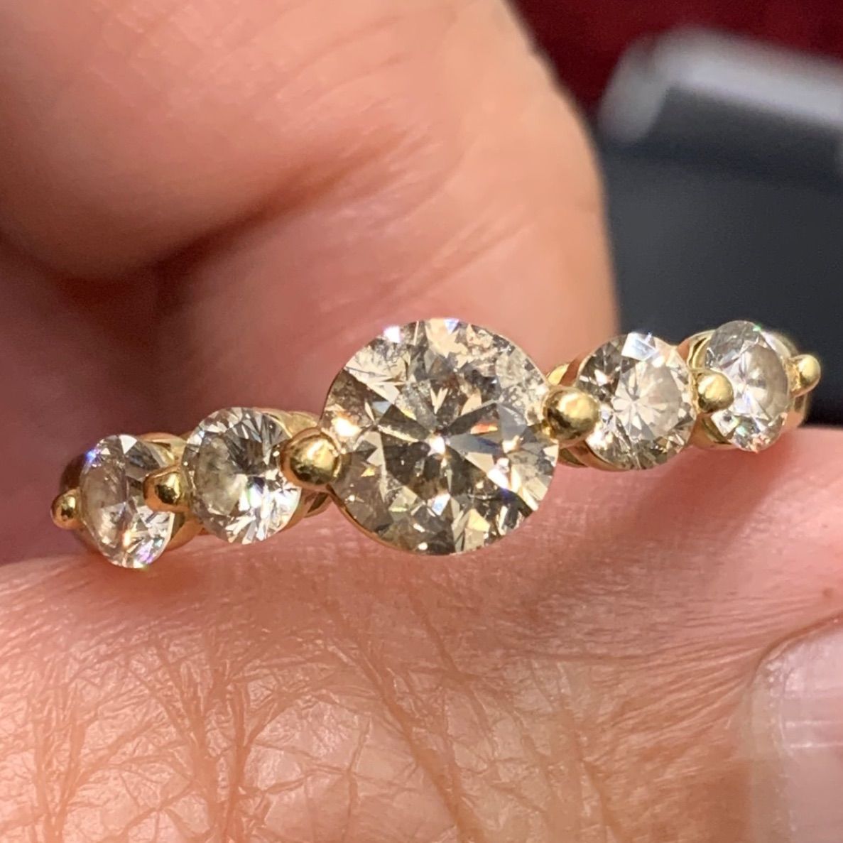 GSTV K18 18金 ダイヤモンドリング 一文字リング 3.2g 0.7ct 0.5ct - メルカリ