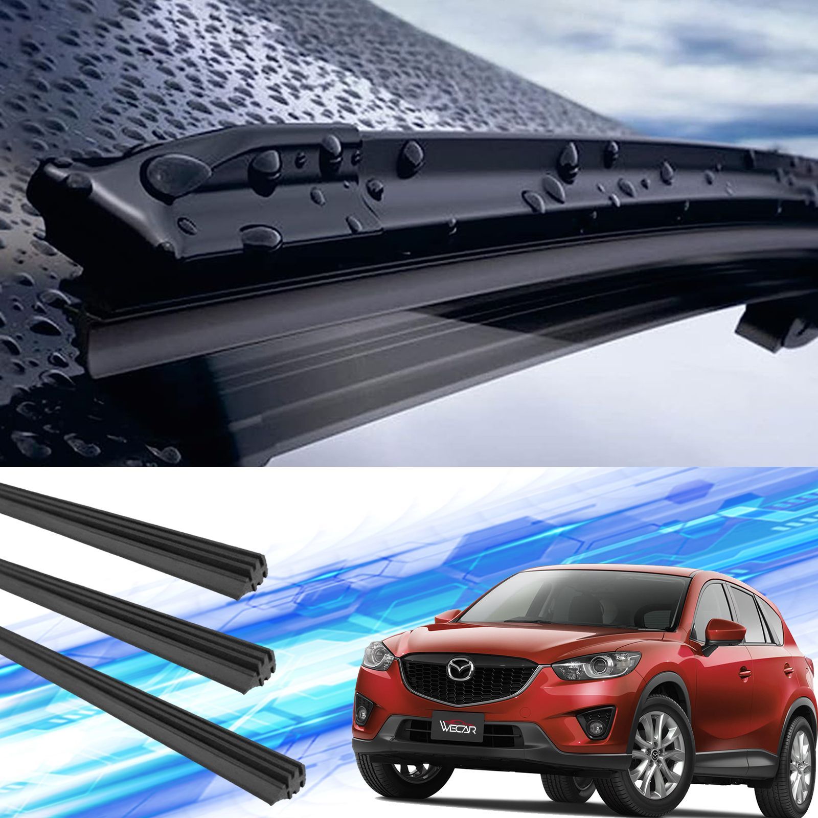 CX-5 KE系 ワイパー 替えゴム 適合サイズ 純正互換品 運転席 助手席 リア 3本セット MAZDA 交換セット KEEFW・KEEAW・KE2FW・KE2AW・KE5AW WeCar ...
