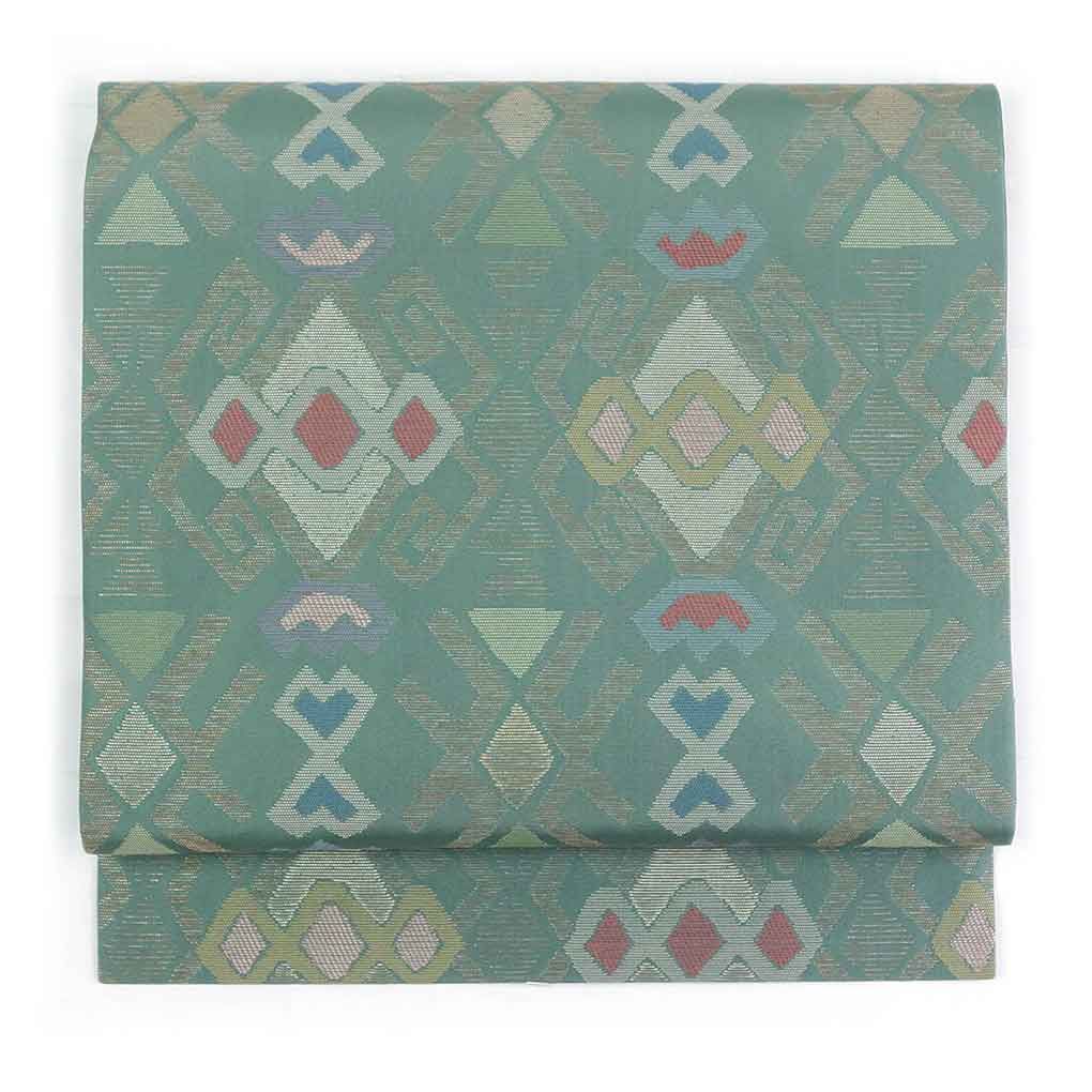 名古屋帯 幅30cm 長さ372cm レディース 抽象柄 秋冬春用 正絹（シルク）緑地 美品 リサイクル リメイク リユース【呉服のきくや】 - メルカリ