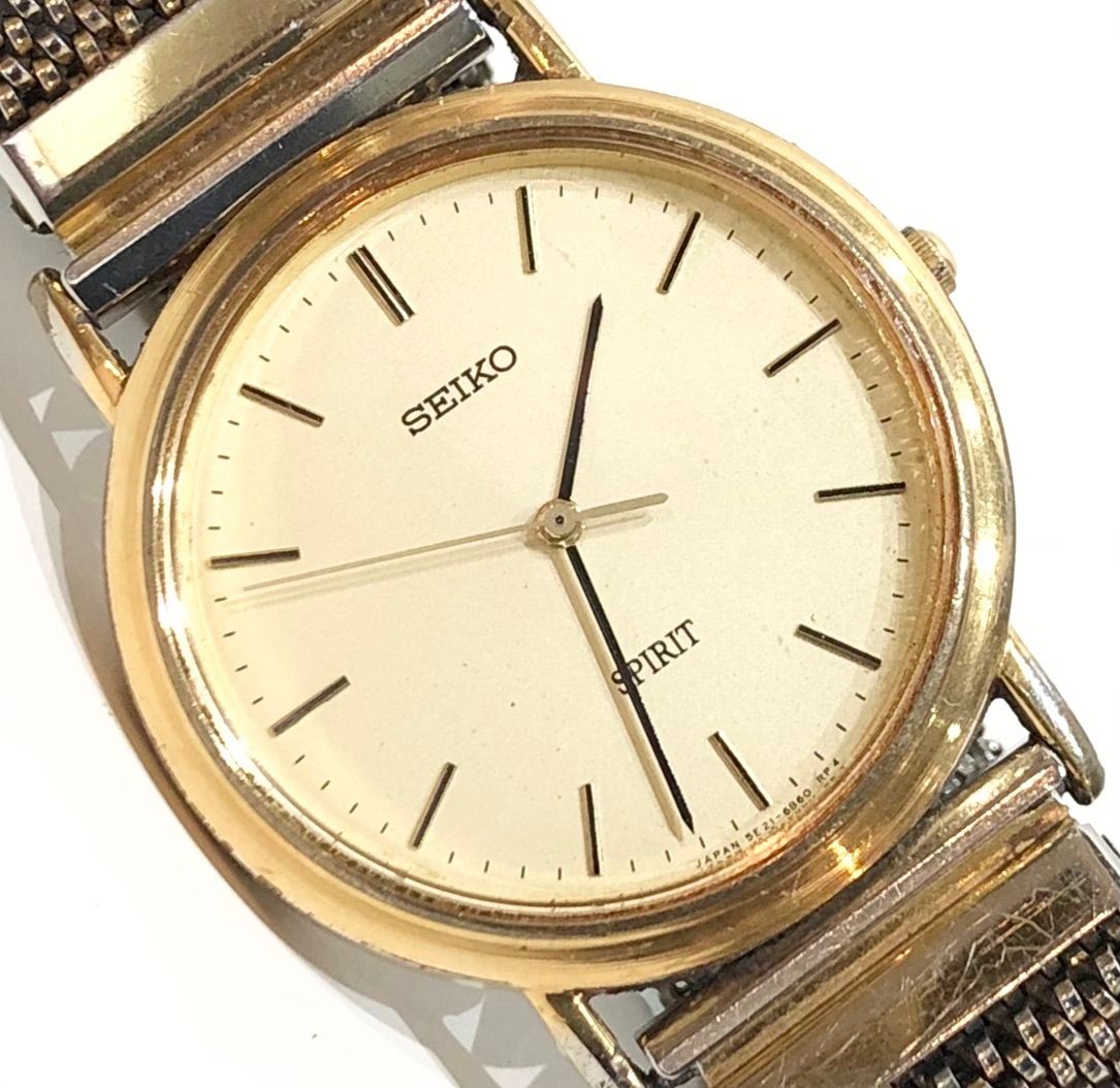 920 セイコー スピリット 腕時計 クォーツ SEIKO SPIRIT 5E21-6C00 730143 ラウンド ゴールド アナログ - メルカリ
