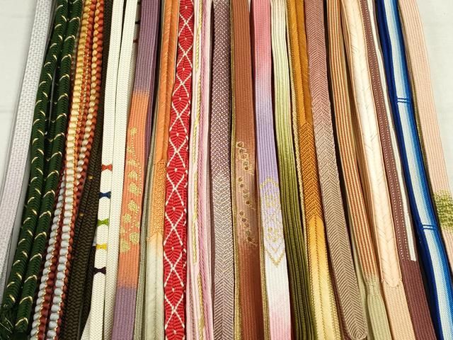 平和屋着物○和装小物 帯締め20本 高麗組 笹浪組 亀甲組