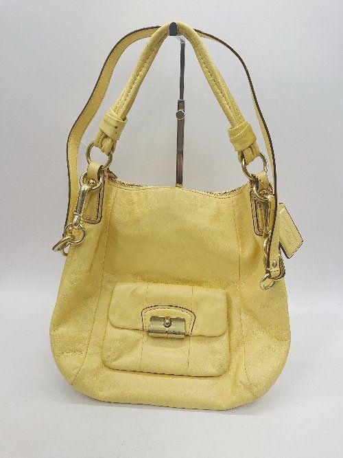 COACH コーチ 14783 クリスティン レザー ホーボー 2WAY ハンド ショルダー バッグ イエロー レディース E ...