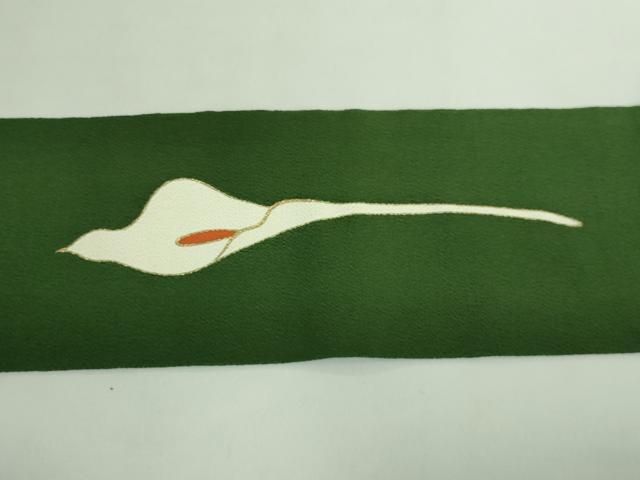 平和屋本店□極上 銀座 志ま亀 九寸名古屋帯 カラー 深緑色地 金彩 鬼