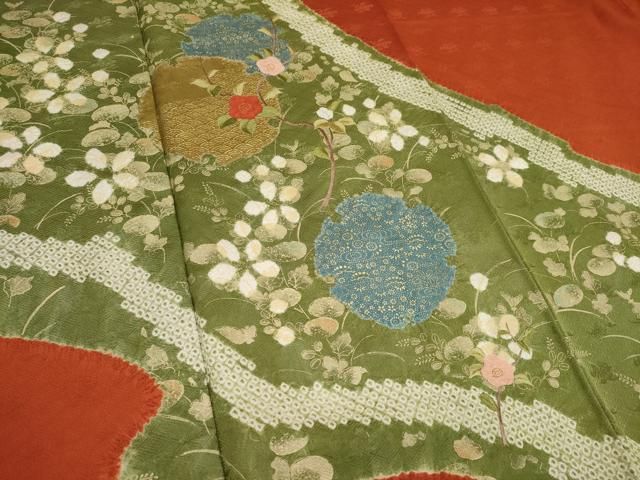 平和屋着物□訪問着 絞り 刺繍 雪輪花文 金彩 正絹 逸品 DAAR3486zy