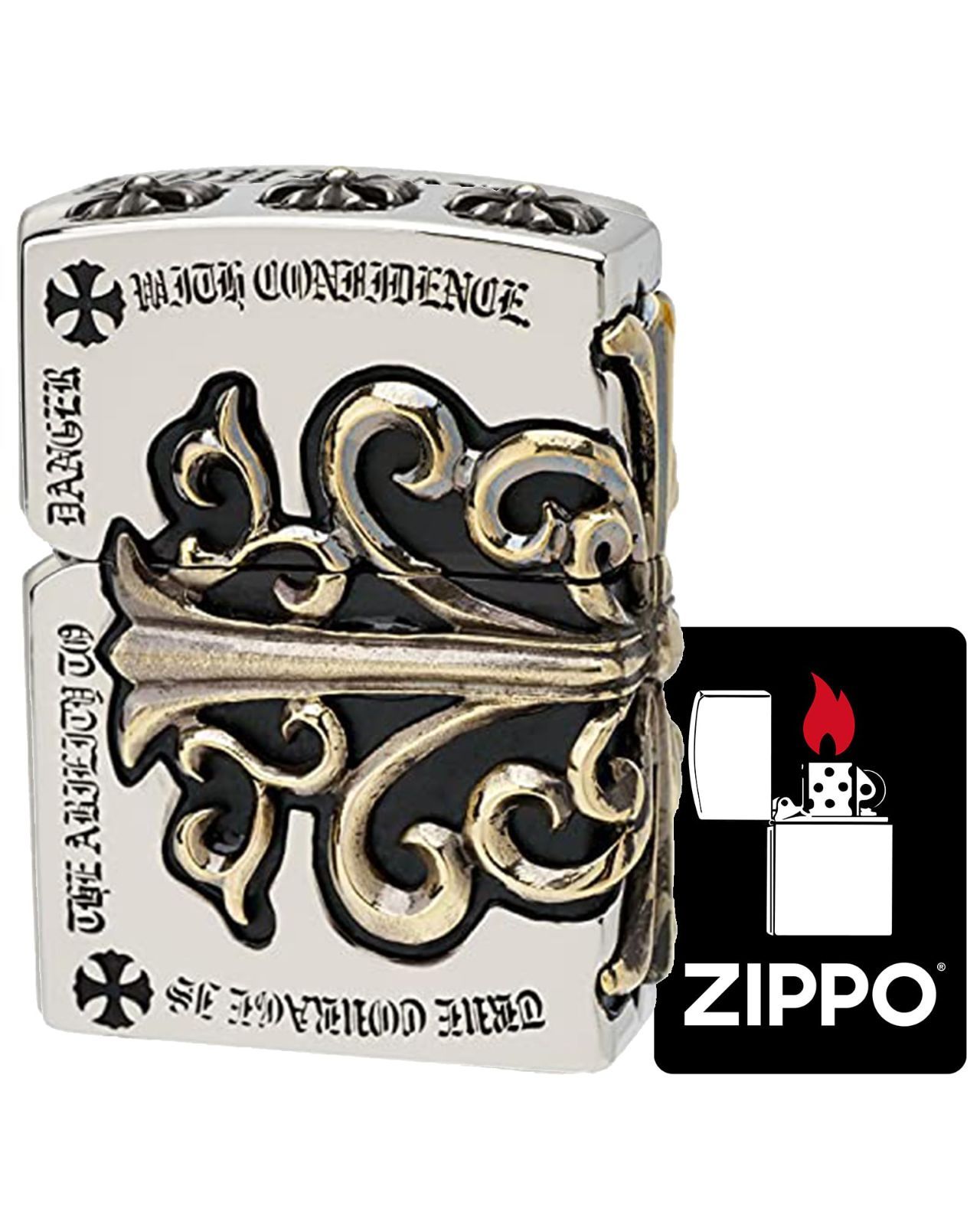 ZIPPO(ジッポー) ライター シルバー クロス フルメタルジャケット 2FMJ-SIDECRSG20 特製ステッカー付き - メルカリ