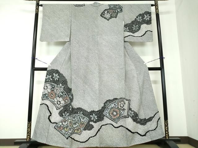 平和屋着物○訪問着 舞花弁 黒地 正絹 逸品 CAAU3171yc 平和屋着物□