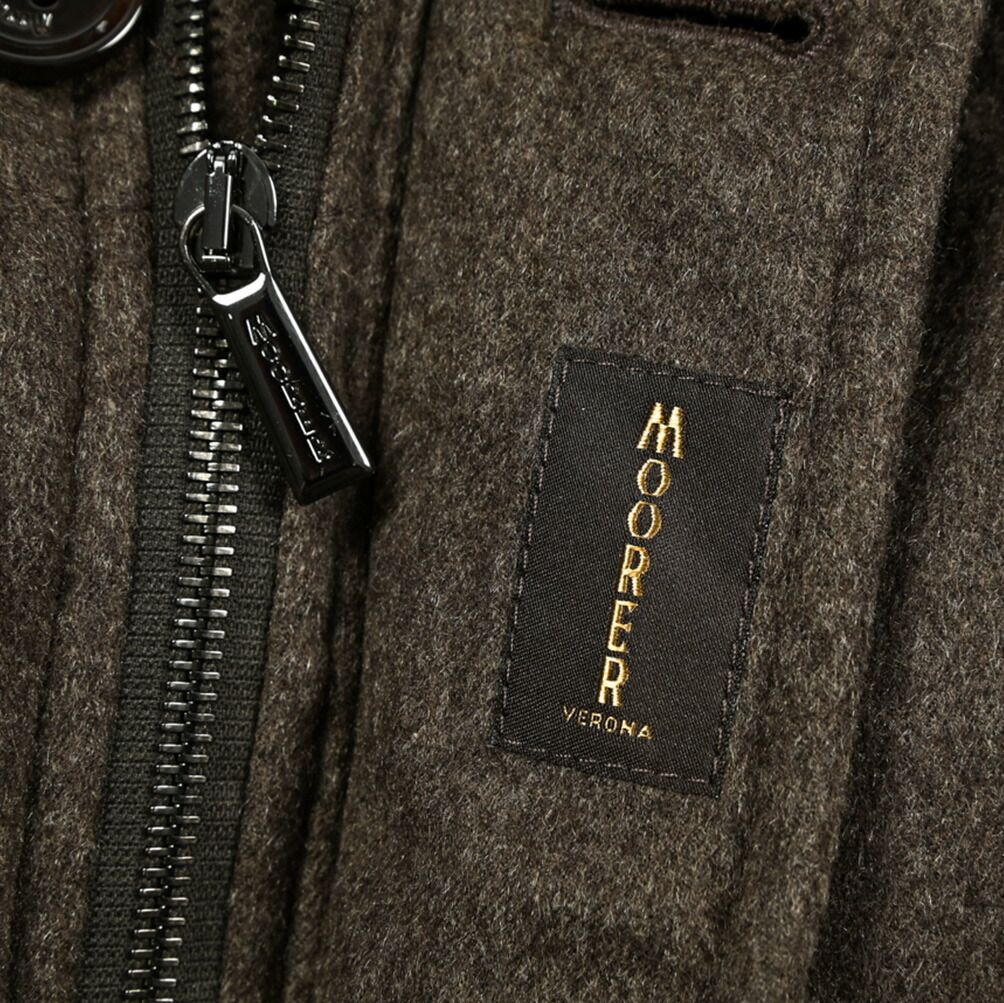 MOORER ムーレー / BARBIERI-IL ダウンコート ファーフーディー 秋冬 アウター カシミヤ 100% Loro Piana STORM SYSTEM ブラウン イタリア製 ...