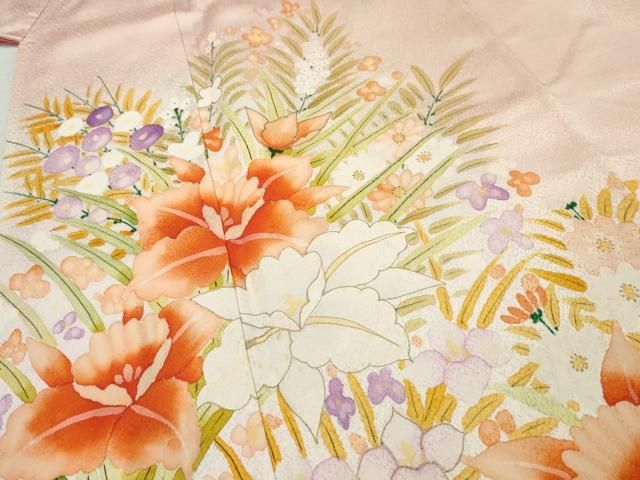 平和屋着物□訪問着 手描き 草花文 暈し染め 金彩 正絹 逸品