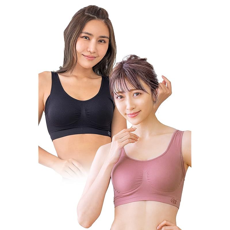 VIAGE (ヴィアージュ) ビューティアップ ナイトブラ 2枚セット (ブラック/プラムピンク, LL) 全6サイズ 脇高設計 ノンワイヤー 背面着圧設計 締付け感なし - メルカリ