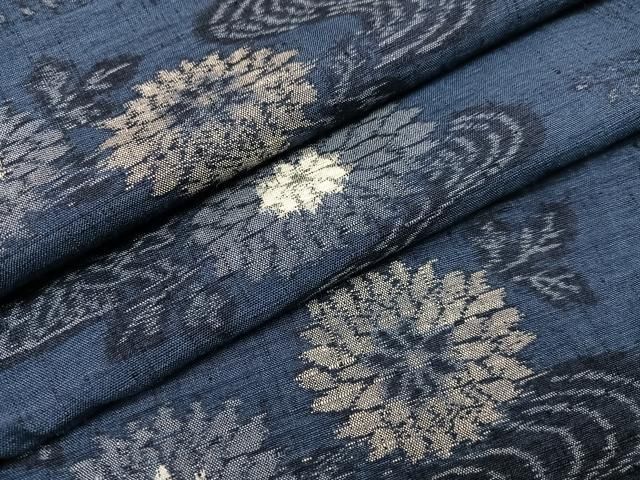 平和屋着物○小千谷紬 流水菊文 正絹 逸品 AAAZ1805ph