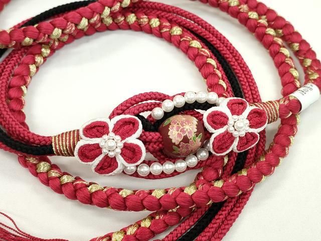 平和屋着物○和装小物 振袖用帯締め つまみ細工 飾り玉 パール 花 本