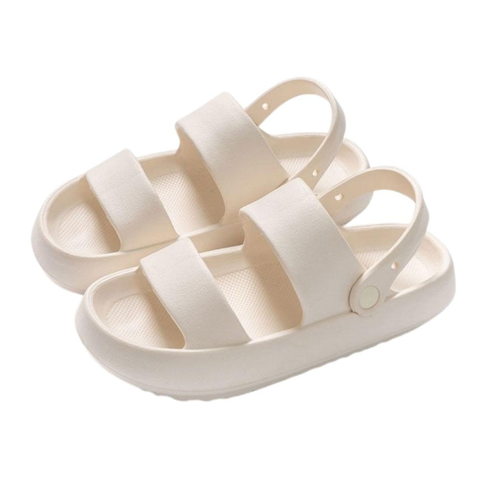 [ALVEIN] 厚底サンダル 4cm フラット ソール スリッパ 2連 ストラップ 2way 海 ビーチ レディース eva pvc 軽量 疲れない 雨 (ホワイト, 27.5 cm ...