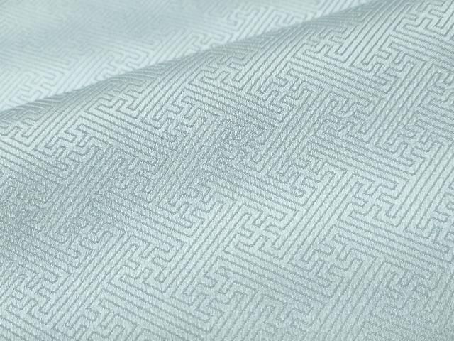 平和屋着物○上質な色無地 紗綾形地紋 白藍色 反端付き 正絹 逸品 未