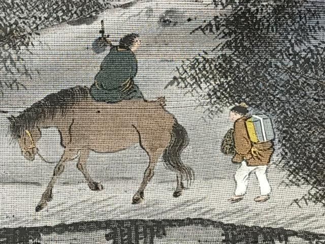 平和屋着物▽訪問着　単衣　風景人物文　暈し染め　金彩　正絹　逸品　AAAW7585fy 平和屋着物▽訪問着 単衣 風景人物文 暈し染め 金彩 正絹