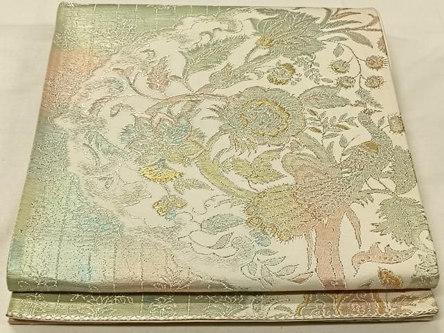 平和屋着物■極上　龍村美術織物　たつむら　九寸名古屋帯　遠山動物文　金糸　三越扱い　赤墨色地　逸品　CZAA4144s5 平和屋着物□極上 龍村美術織物 たつむら 九寸名古屋帯 遠山動物