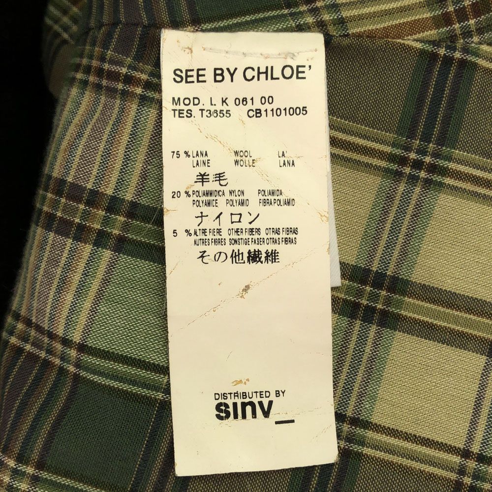 シーバイクロエ ウールブレンド ピーコート 38 ブラック SEE BY CHLOE