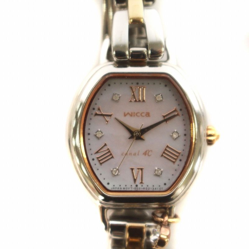 シチズン CITIZEN ウィッカ Wicca Canal4℃ 腕時計 ウォッチ ローマン コラボ ソーラー ラインストーン ロゴ シルバー色 ...