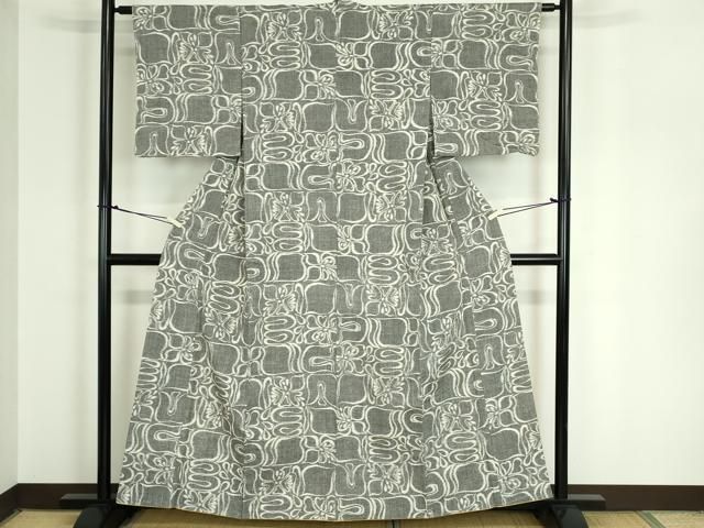 平和屋着物□上質な紬 抽象文様 正絹 逸品 DAAO6779cd 平和屋着物○