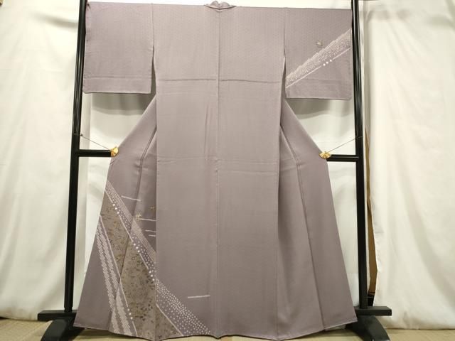 平和屋着物▽訪問着 単衣 幾何学文様 金彩 正絹 逸品 AAAZ1394fy